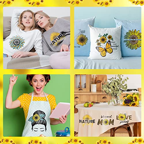 48 Pcs Iron on Decals for Clothing Heat Transfer Stickers Iron on Decals Washable Iron on Patches for T Shirt Bag Hat Pillow DIY Craft Decorations (Sunflower Style)