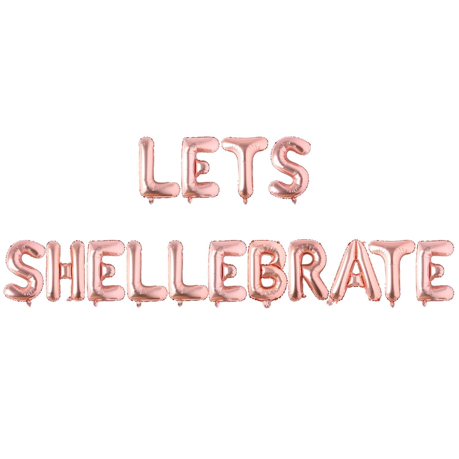 Shell Themed Party Decoration, Rose Gold Let's Shellebrate Foil Balloon Banner with Pink Shell Balloon for Bridal Shower and Birthday Party Decoration Supplies