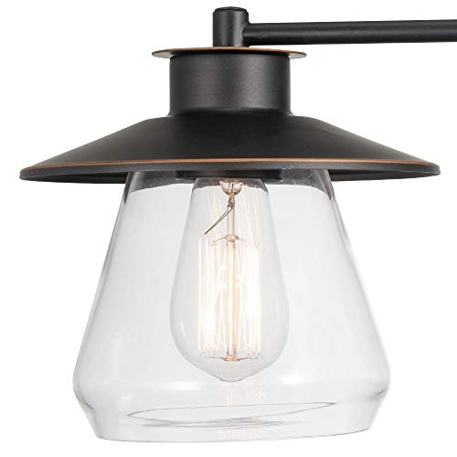 Globe Electric 51543 Nate 1-Light Plug-in or Hardwire Swing Arm Wall Sconce, Oil Rubbed Bronze, Clear Glass Shade, 6ft Black Fabric Covered Cord, Inline On/Off Rocker Switch
