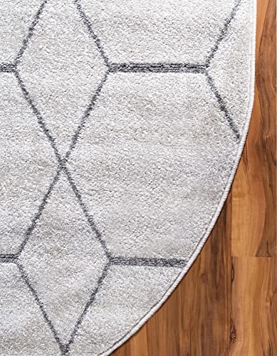 Unique Loom Trellis Frieze Collection Area Rug - Geometric (3' x 5' Oval, Ivory/ Gray)