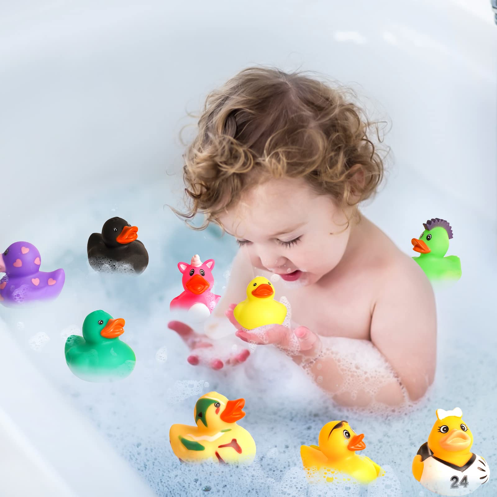30 Pack Rubber Ducks in Bulk,BOZILY Rubber Ducks Jeep Ducking Jeep Ducks for Ducking Assorted Rubber Ducks Bulk Shower Swimming Bath Toy(30 Pack)
