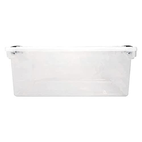 Homz 64 Quart Multipurpose Stackable Storage Container Tote Bins with Secure Latching Lids for Home and Office Organization, Clear (2 Pack)