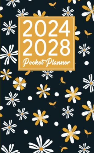 2024-2028 pocket planner: 5 year Pocket Calendar January 2024 to December 2028 | Yellow Flowers