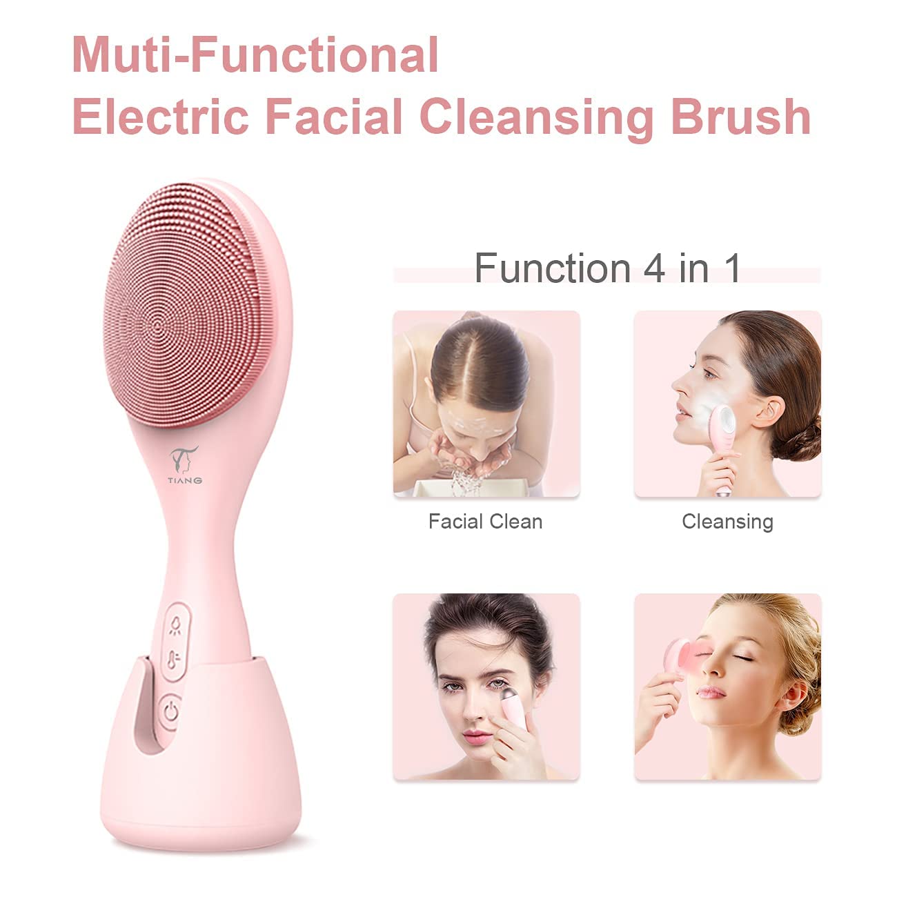 Sonic Face Brush, Sonic Facial Cleansing Brush, Silicone Face Exfoliator Brush Cleanser with Heated Massage and Light Design for Gentle Exfoliating|Massaging|Skin Clean