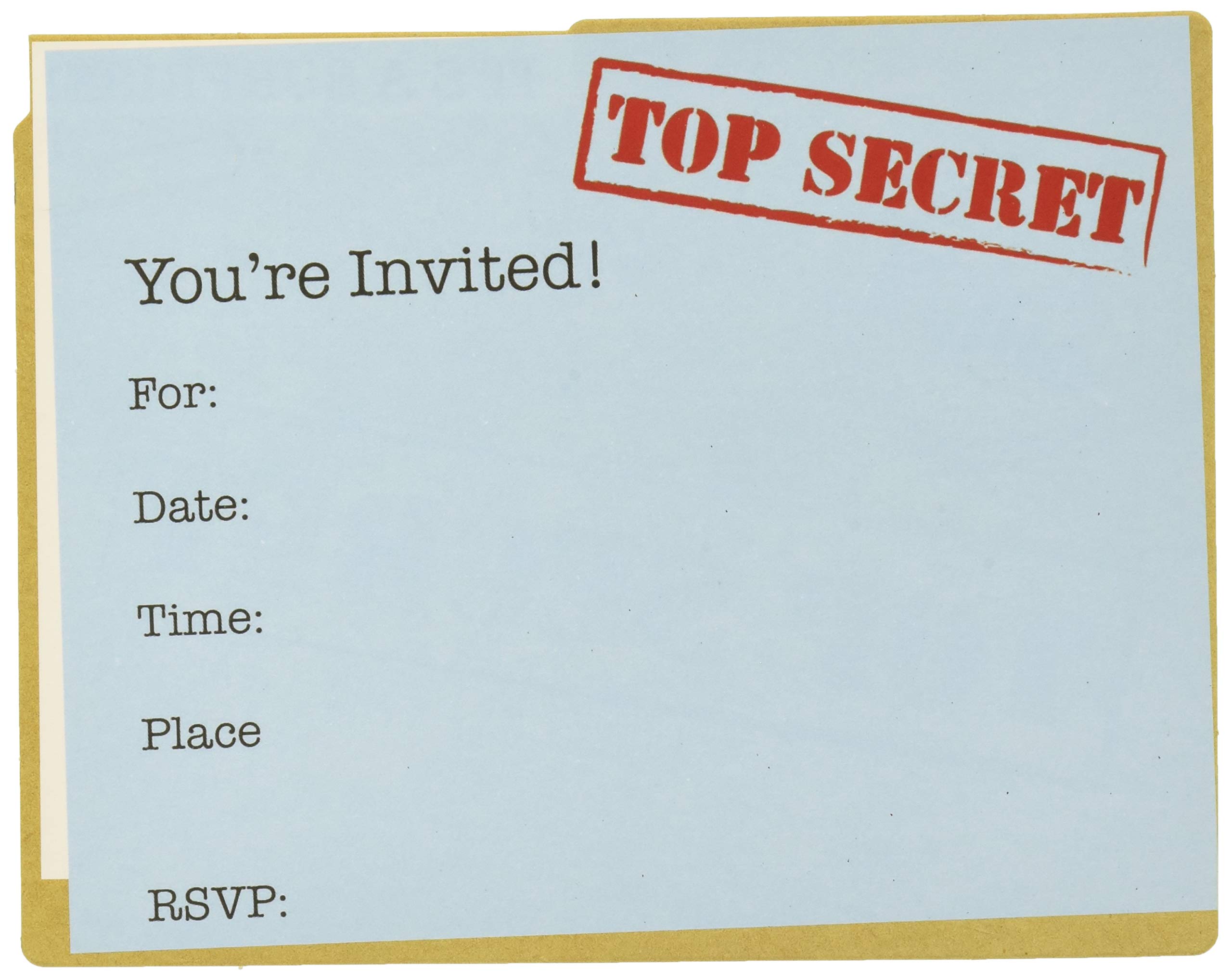 Amscan Party Supplies Top Secret Large Novelty Invitations (8 Ct), 4 3/4" x 6", Multi