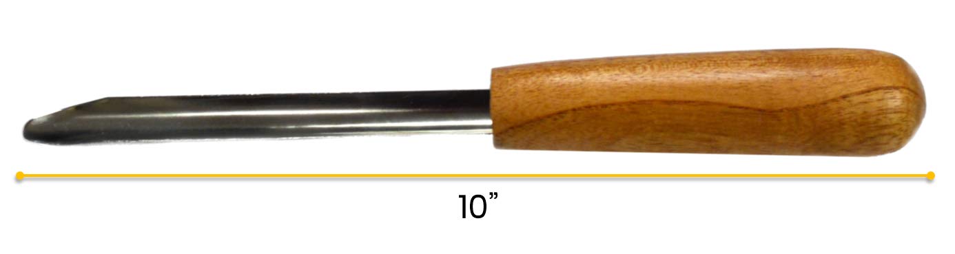 EISCO Spatula Scoop & Wooden Handle, 10" - Stainless Steel, Polished - Semi-Circular Cross Section