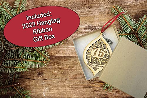50th Anniversary Ornament 2023 - Happy Anniversary Ornament, Beautiful Laser Cut Wood Detail - Comes in a Gift Box so It's Ready for Giving (50th Anniversary 2023)