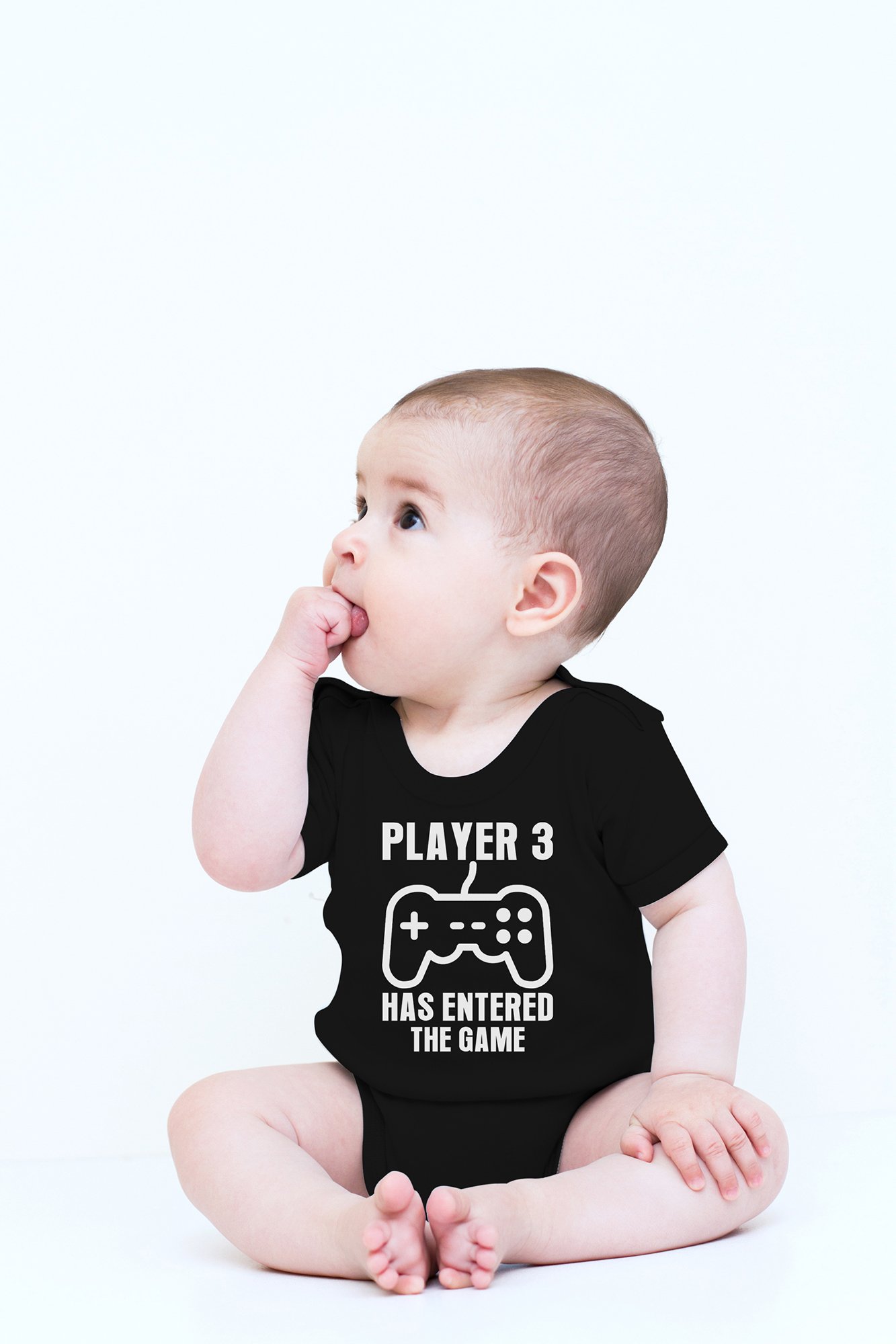 Crazy Bros Tee's Player 3 Has Entered the Game Baby Bodysuit Funny Infant Boy Outfit Cute Unisex Comfy Humor (Newborn, Black)