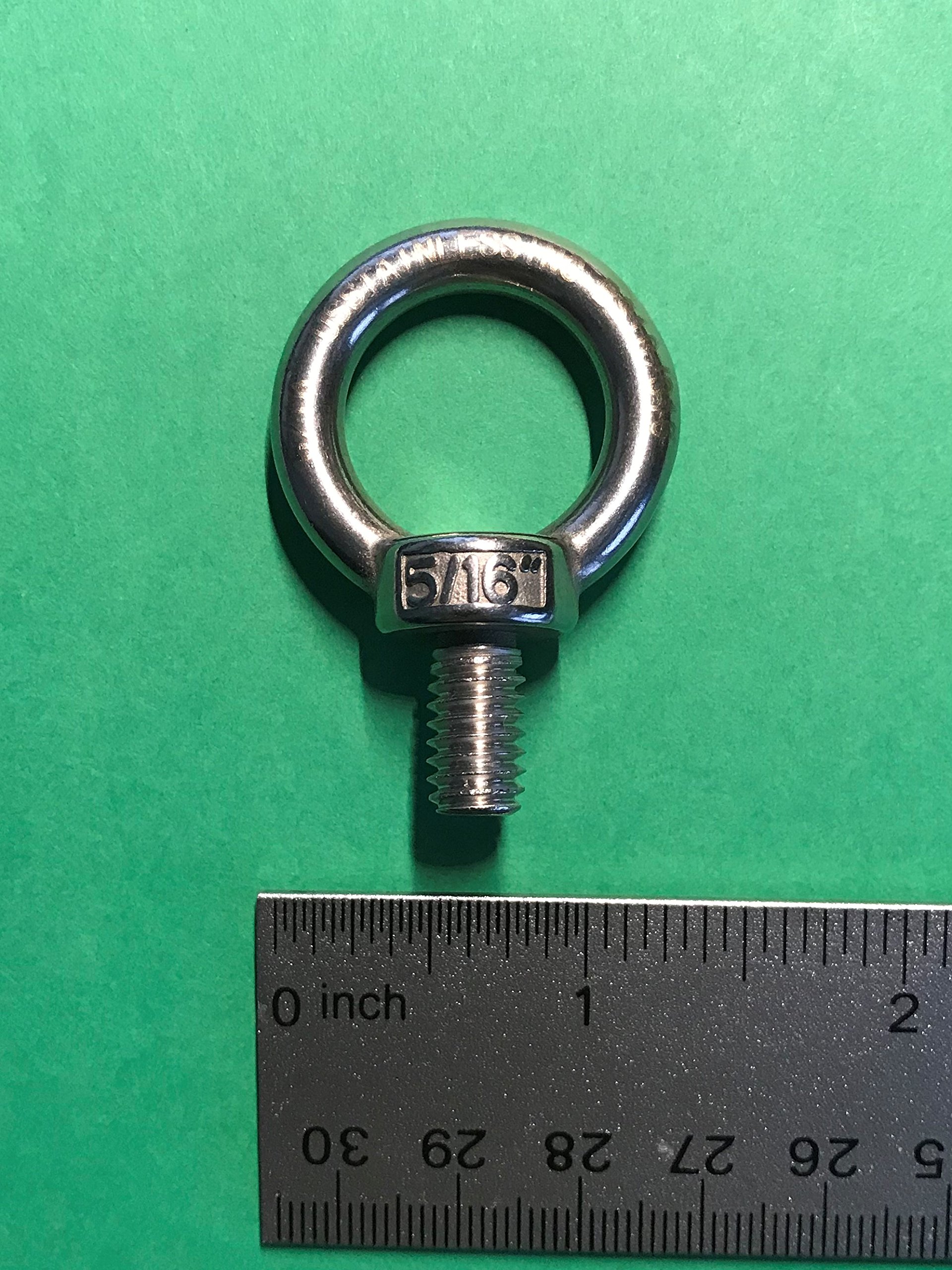 US STAINLESS 4 Pieces Stainless Steel 316 5/16" Lifting Eye Bolt 5/16" UNC Marine Grade Pitch of 18