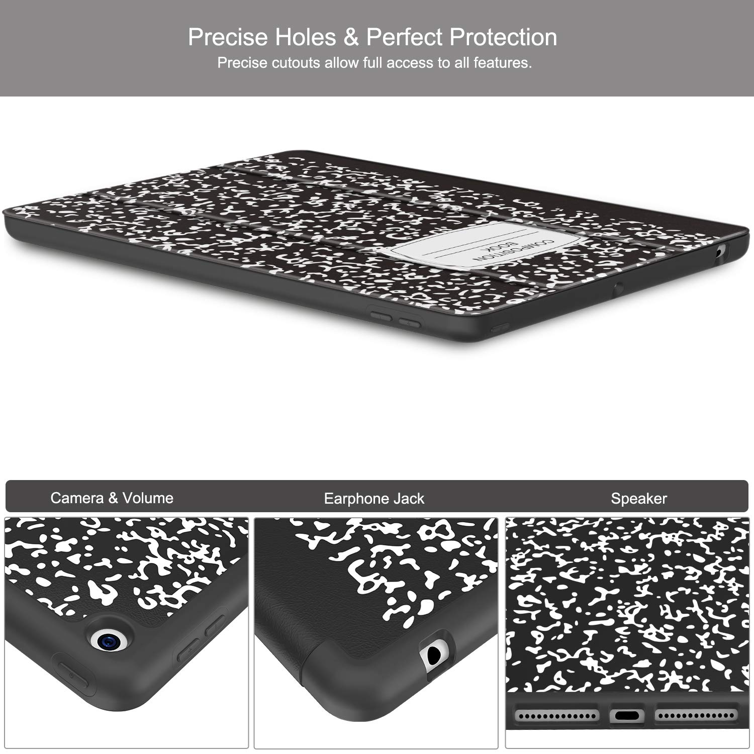 Soke for iPad 10.2 Case with Pencil Holder for iPad 9th Generation 2021/8th Gen 2020/7th Gen 2019-Premium Shockproof Case with Soft TPU Back Cover & Auto Sleep/Wake for iPad 10.2 Inch,Book Black