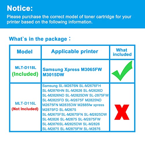 LCL Compatible Toner Cartridge Replacement for Samsung MLT-D118L MLT-D118S D118L 118L D118S 4000 Pages M3065FW M3015DW (2-Pack Black)