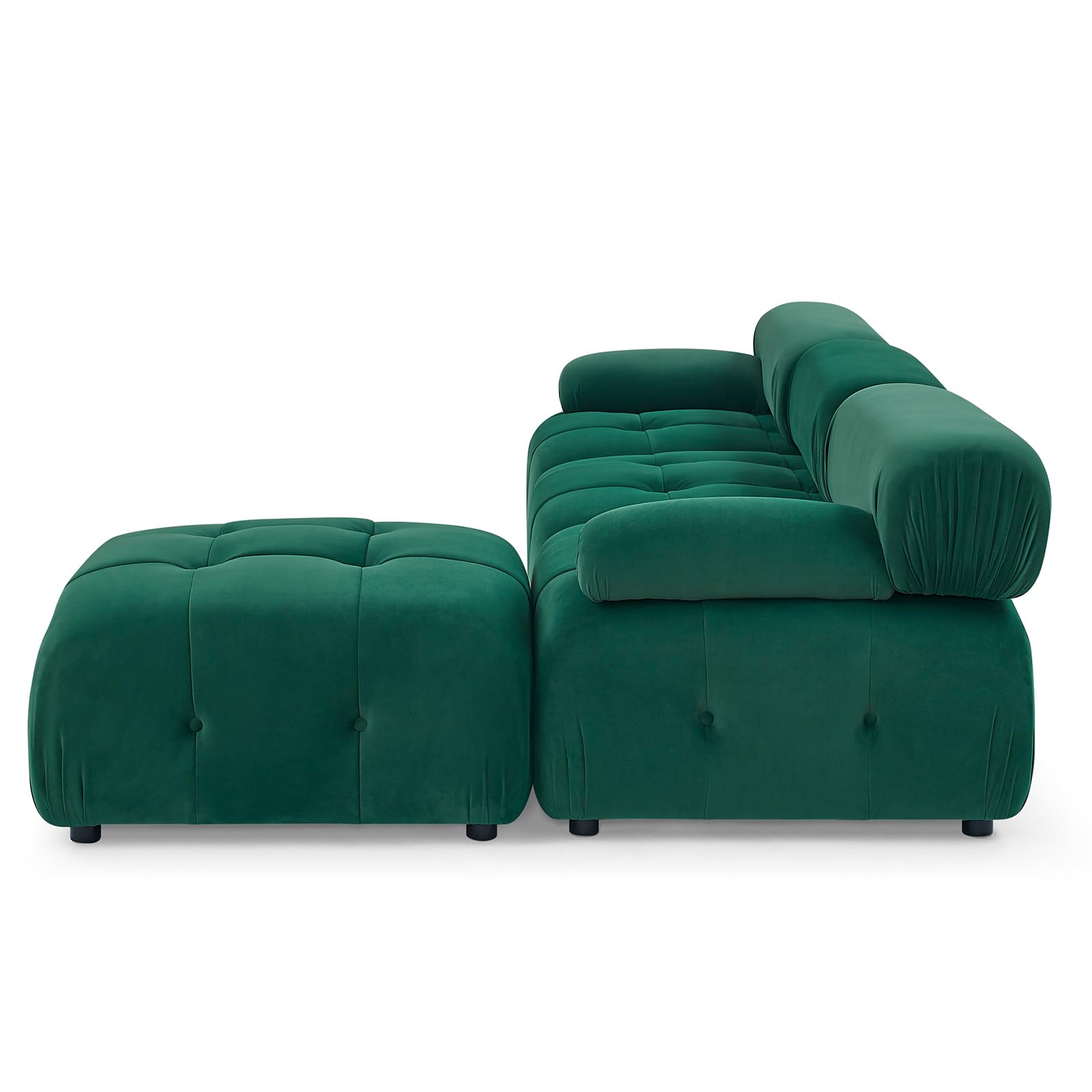 Modular Sectional Sofa, Living Room Couch Button Tufted Designed Cloud Sofa DIY Combination, L Shaped Couch with Reversible Ottoman, Beige Velvet