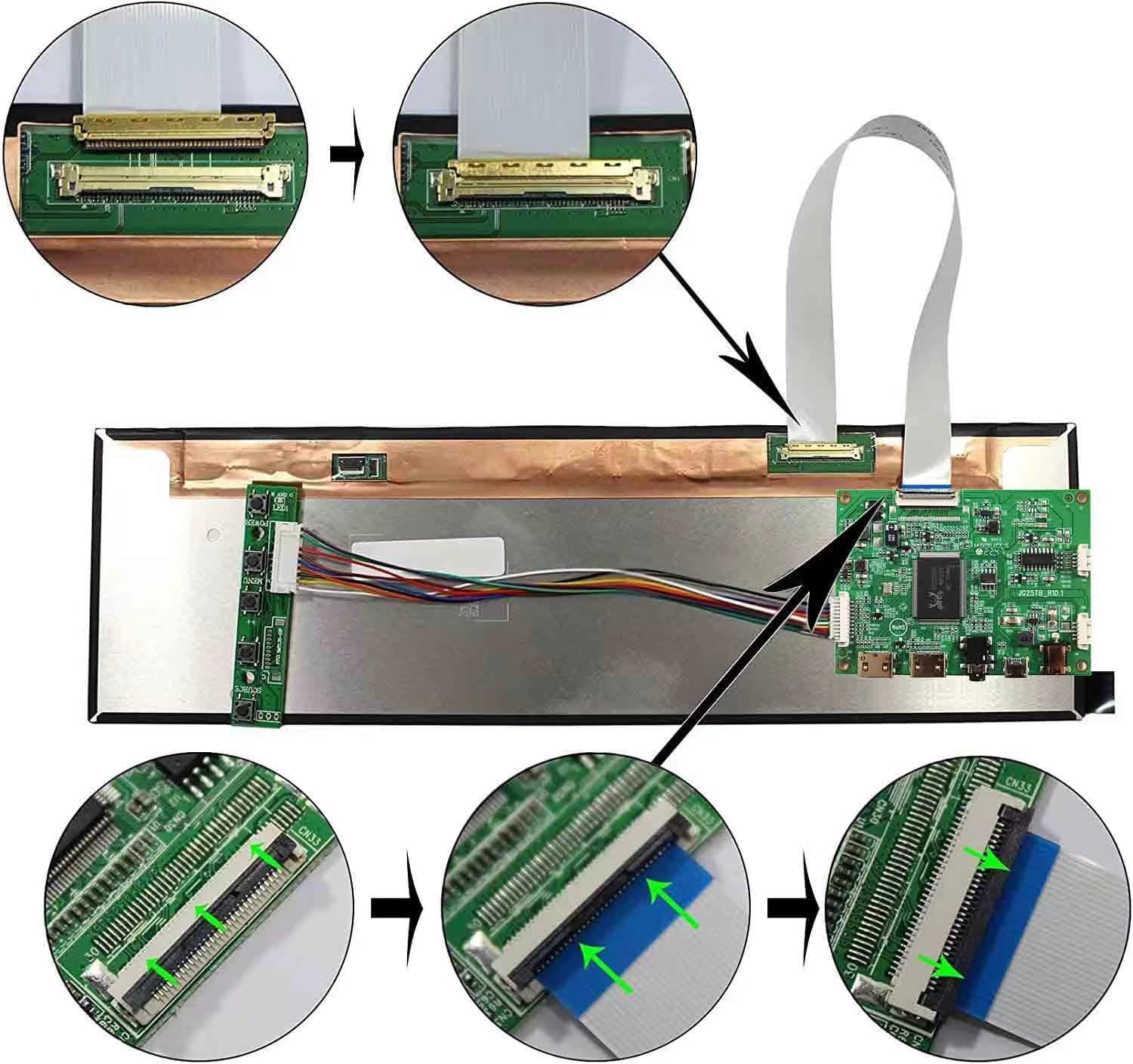 VSDISPLAY 12.6" NV126B5M-N41 12.6inch 1920X515 LCD Screen Work with 2 HD-MI Mini LCD Controller VS-RTD2556HM-V1