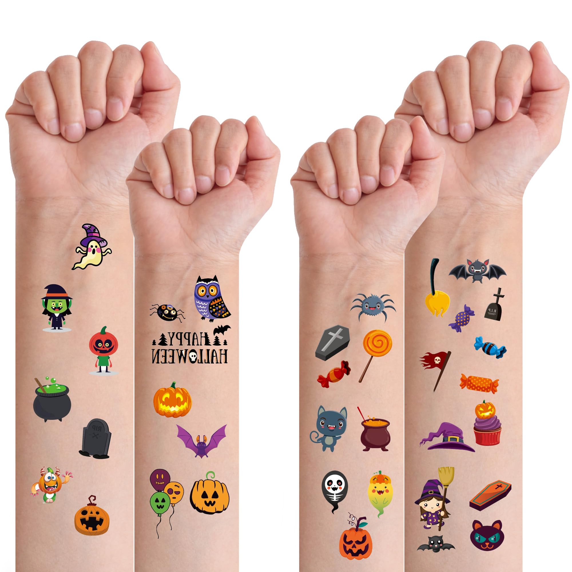 208 Pcs Halloween Scar Temporary Tattoos for Kids, Halloween Assorted Treat or Trick Halloween Fake Tattoo Stickers for Boys Girls Goody Bag Stuffers Prizes Party Favors
