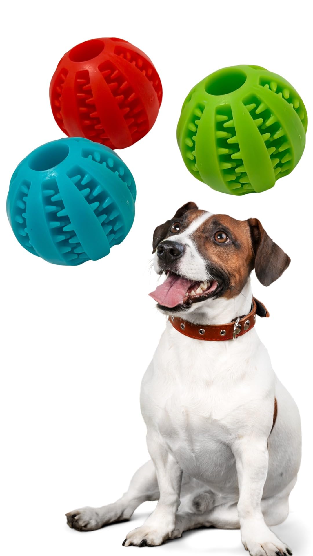 Small Dog Chew Toy, Dog Ball, Treat Dispenser, Interactive Toy, Puppy Trainer, Slow Feeding-3 Pack Great for Labrador Retriever and Mixed Breeds