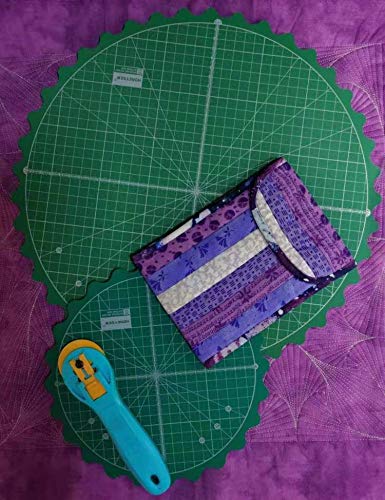 HONEYSEW Circle Rotary Cutting Mat Diameter Self Healing for Any Table Protection Board Quilt Fabric Doing Crafts Sewing Quilting Projects Rotating Cutter Pad (Green Color(Big Size +Small Size))