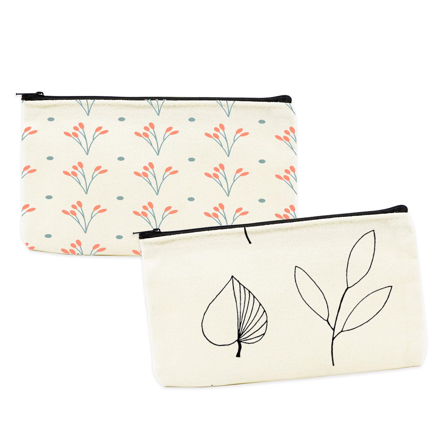 Dohia Blank Canvas Pencil Pouch Bulk Canvas Cosmetic Bag DIY Craft Bag Multi-Purpose Travel Toiletry Bag Canvas Zipper Bags D1-2307-KBLLD