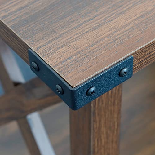 Rainbow Sophia Side Table End Table for Living Room, Farmhouse Accent Wood Nightstand for Bedroom with 2-Tier Storage, Dark Walnut