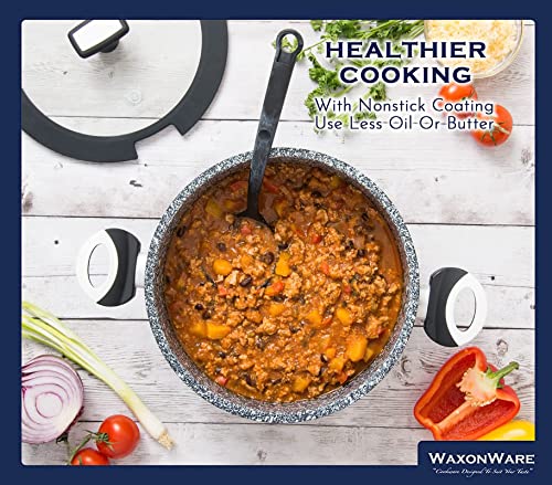 5.25 Quart Ceramic Nonstick Casserole Stockpot, Anti-Warp Non Toxic PTFE APEO PFOA Free Nonstick Pot With Lid, Induction Compatible (WaxonWare Stonetec Series)