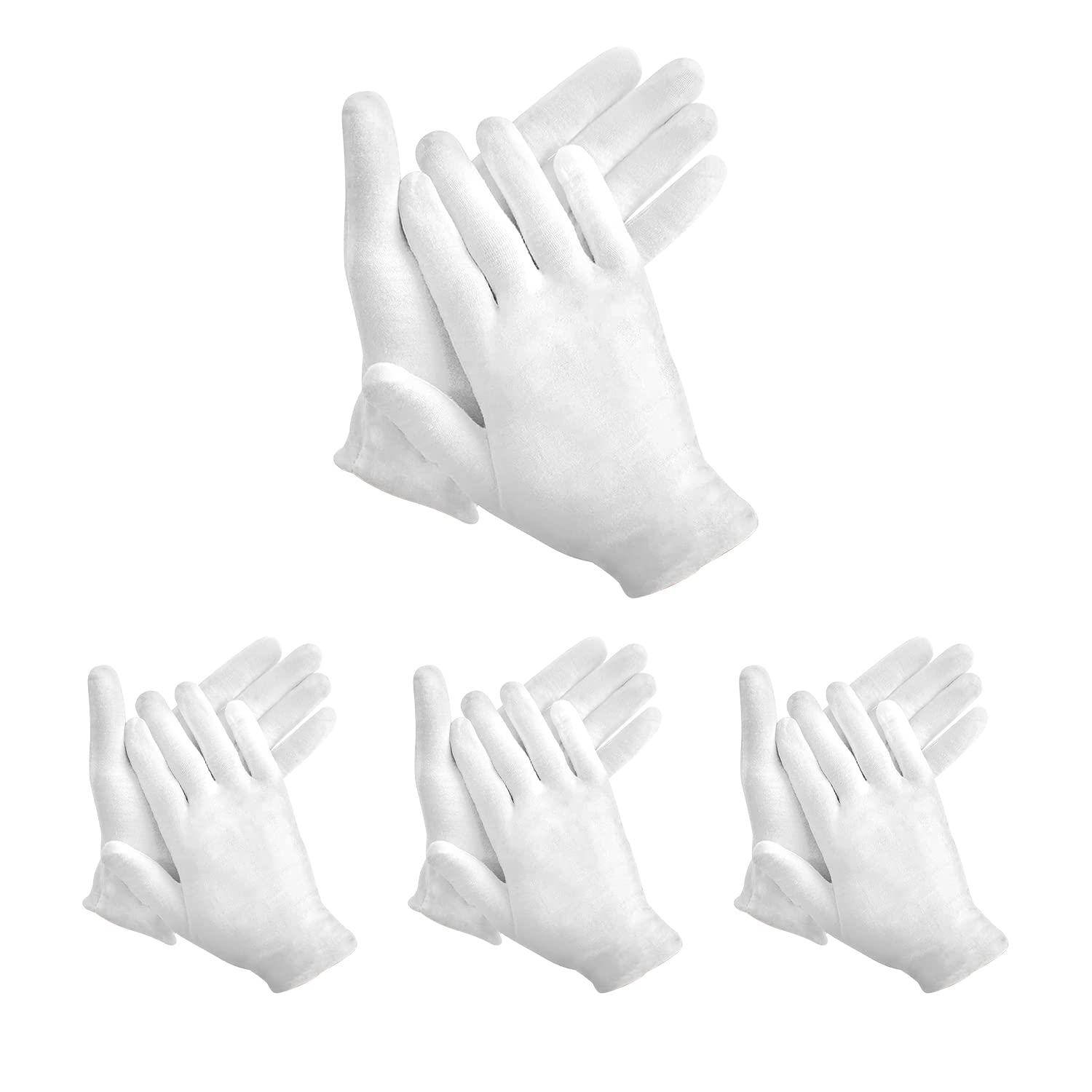 48Pcs White Gloves, 24 Pairs Soft Cotton Gloves, Hgminwarm White Cotton Gloves are Used for Cosmetics, Jewelry Coin Inspection, Inspection Gloves, Service Gloves. Stretchable Moisturizing Gloves