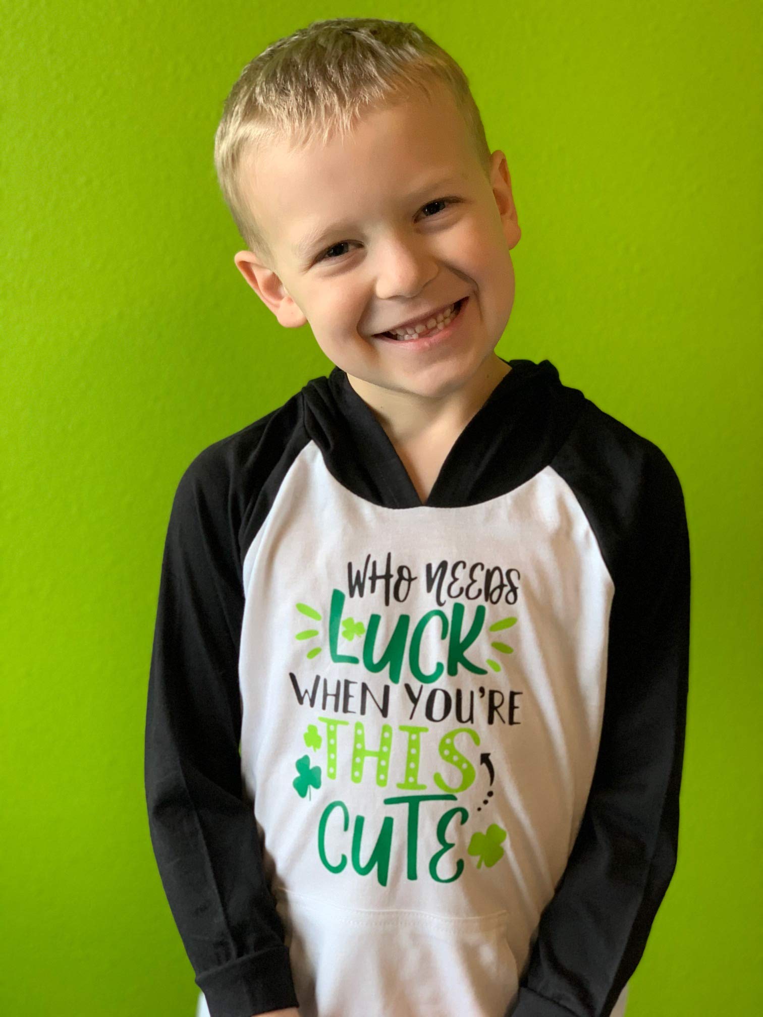 Toddler and Kids St. Patrick's Day Shirt Who Needs Luck When You're This Cute St. Patrick's Day (4T, Black)