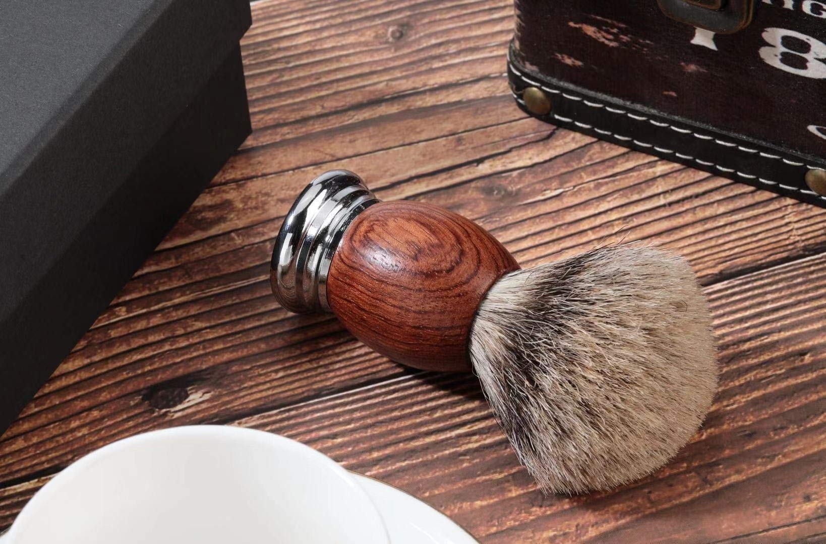 JOLI 100% Pure Badger Hair Shaving Brush Handmade With Walnut Wooden Handle and Stainless Steel Base Perfect for Wet Shaving