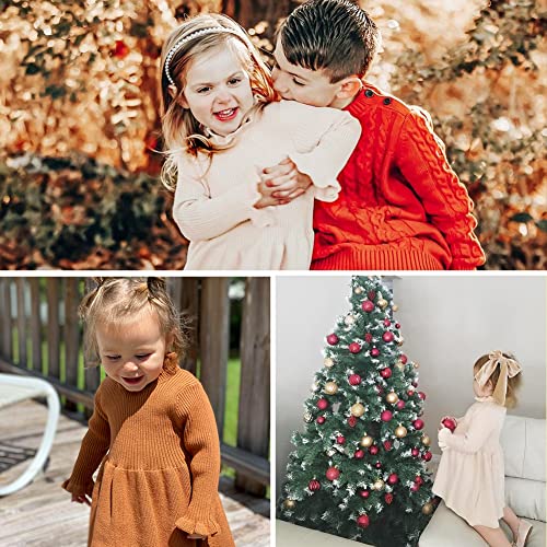 Curipeer Infant Toddler Girls Sweater Dresses Long Sleeve Ribbed Knit Pullover Ruffle Cozy Dress 4T