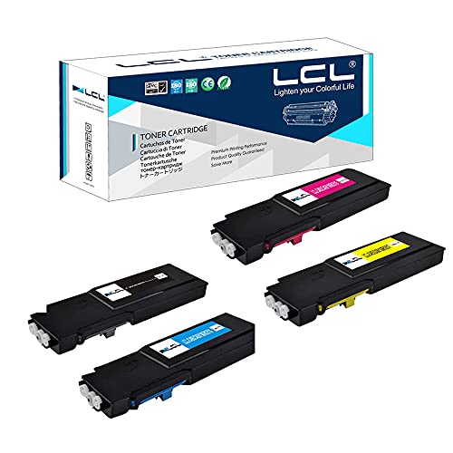 LCL Remanufactured Toner Cartridge Replacement for Xerox C400 C400D C400DN C405 MFP C405DN C405N 106R03512 106R03514 106R03515 (4-Pack Black Cyan Magenta Yellow) Display Non-OEM
