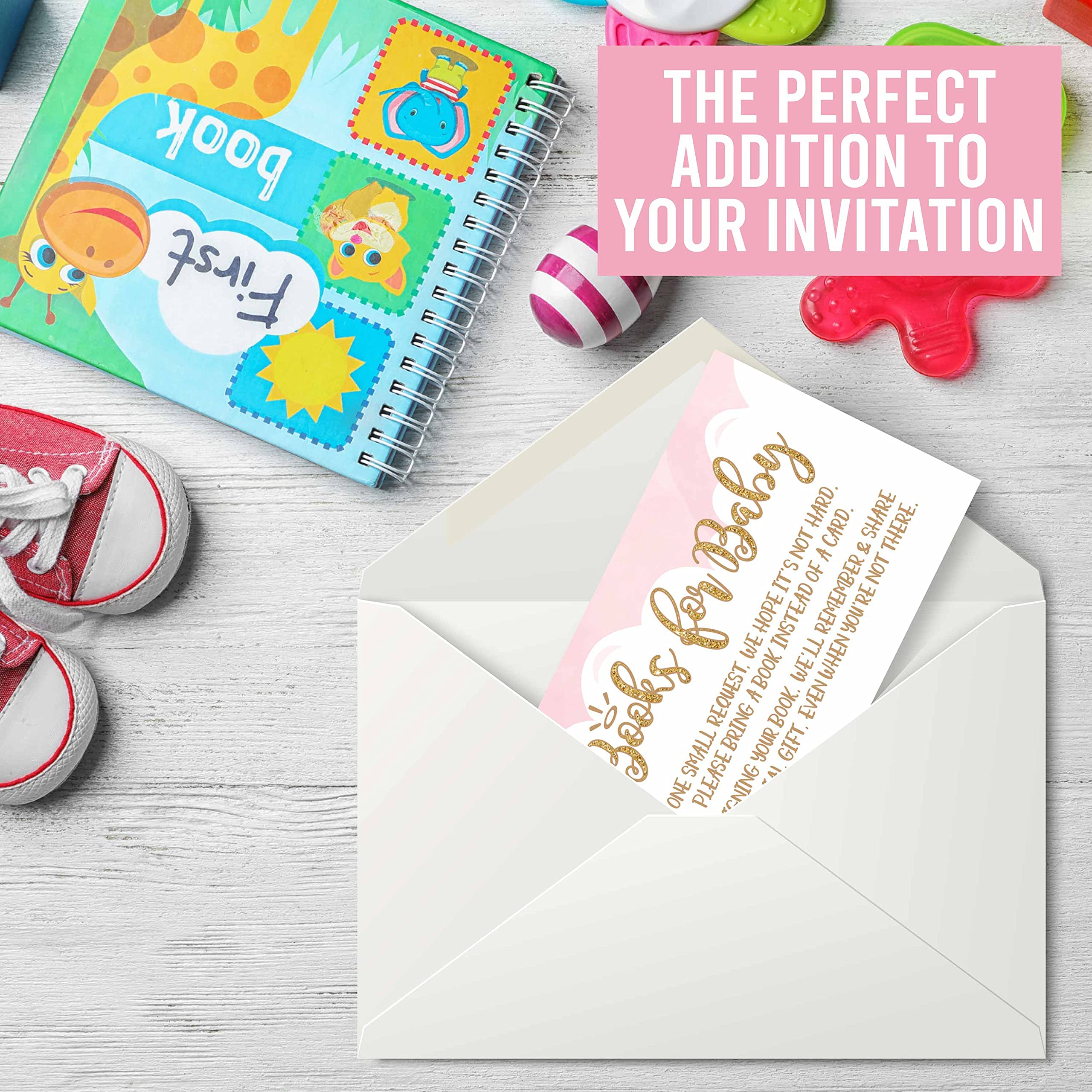 Hadley Designs - Heaven Sent Baby Shower Invitation Inserts, Book Request Baby Shower Guest Book Alternative, Bring A Book Instead Of A Card, Baby Shower Book Request For Girls - 25 Set