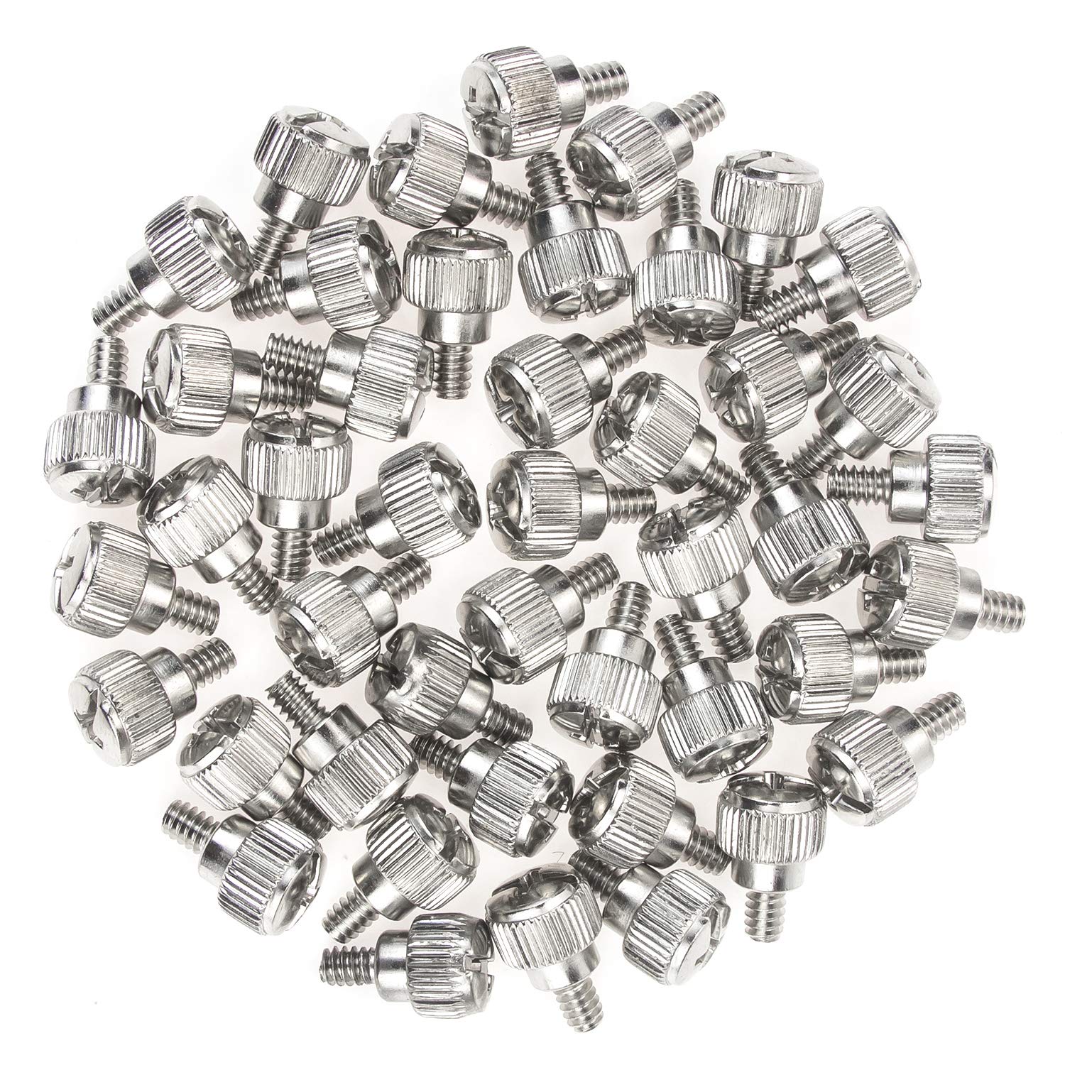 Favordrory 6#-32x5 Computer Case Thumb Screws, Silver, 50 Pieces