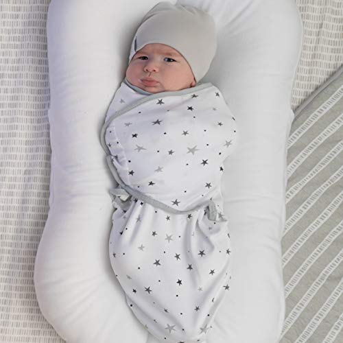 Ely's & Co. Adjustable Swaddles for Newborn, Baby Swaddles 0-3 Months, Velcro Swaddle Sack for Baby Girl/Boy, 2 Pack (Grey Star)