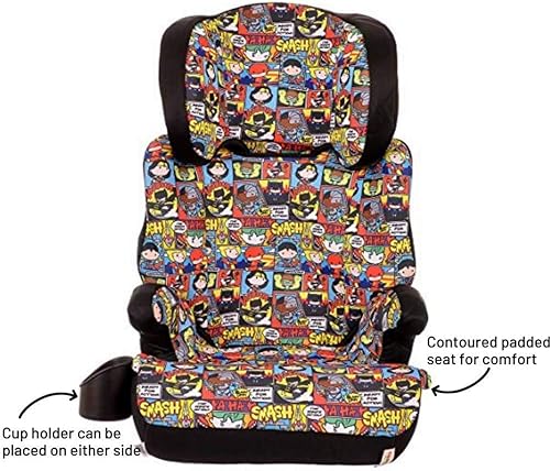 KidsEmbrace High-Back Booster Car Seat, DC Comics Chibi Justice League