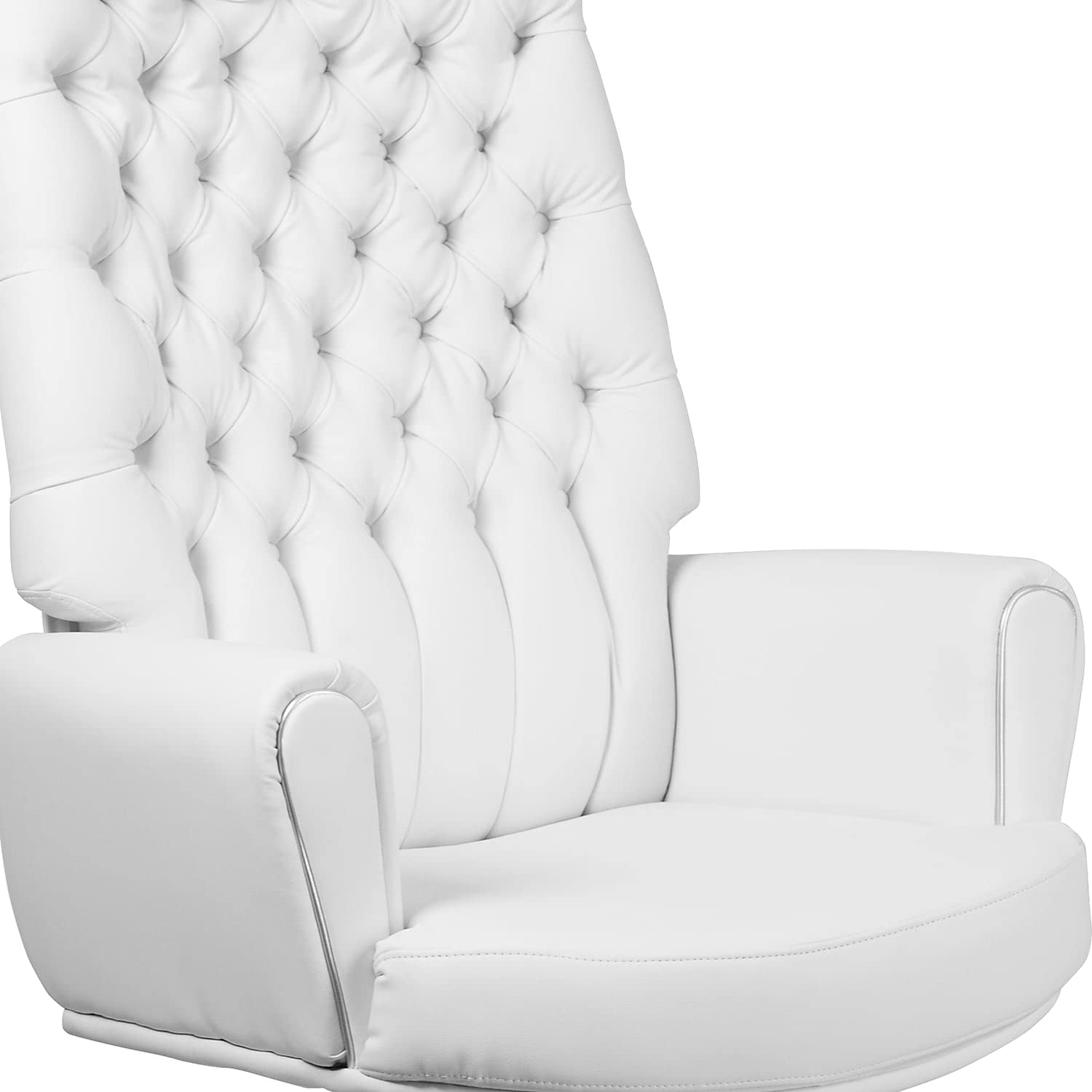 Flash Furniture Rochelle High Back Traditional Tufted White LeatherSoft Executive Swivel Office Chair with Arms