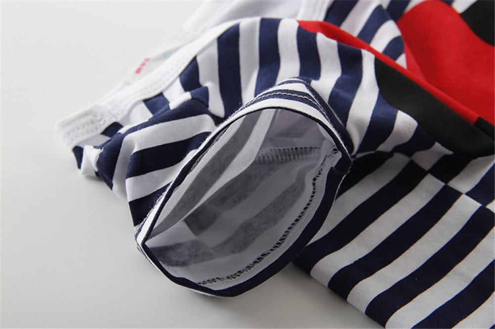 Mud Kingdom Cute Toddler Girl Outfits 4T Red Summer Stripe