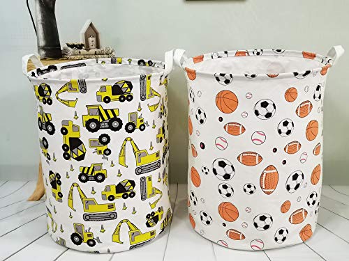 Storage Baskets Waterproof Foldable Organizer Large Storage Bins for Dirty Clothes Home and Office Toy Organizer Laundry Hamper(Excavator)