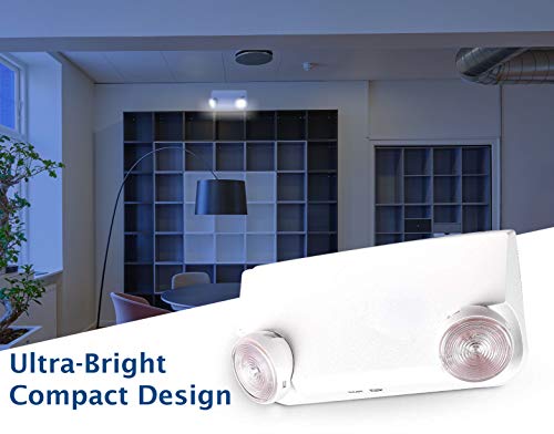 LABORATE LIGHTING Emergency Lights LED with Backup Battery, with Adjustable Heads, Commercial or Industrial Use, Pack of 2, Rechargeable Light Bulb, Indoor Hallway or Room Safety for Residential,