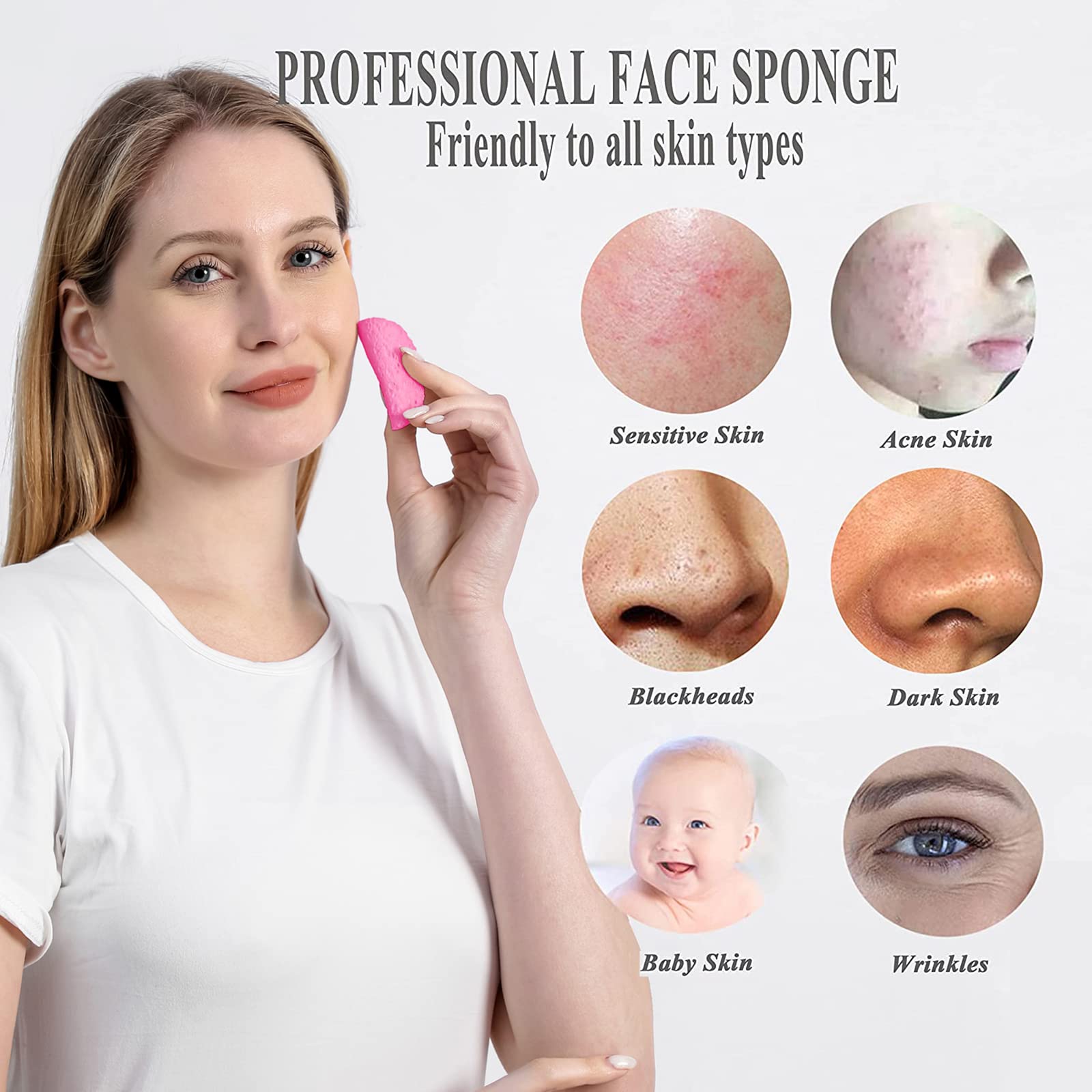 50-Count Compressed Natural Facial Sponges for Face Cleansing, Reusable Cosmetic Sponge, Used for Exfoliating and Makeup Removal With Clear Plastic Storage Jar (Colourful, 50pcs)