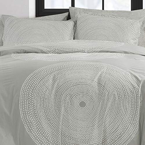 Marimekko - Queen Comforter Set, Smooth Cotton Percale Bedding with Matching Shams, Medium Weight Home Decor (Fokus Grey, Queen)
