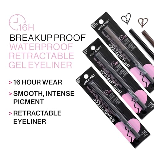 wet n wild Mega Last Breakup Proof Retractable Eyeliner - Waterproof 16-Hour Long-Lasting Wear, Cruelty-Free & Vegan - Dark Brown