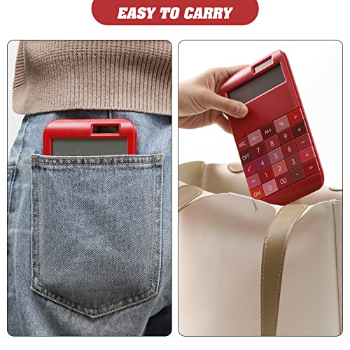 AOAILION Colorful Calculator Solar and Battery Dual Power with 12-Digit LCD Display and Big Button,Red Calculator for Women and Girls (Red)