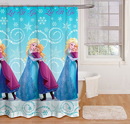 Disney Frozen 70" x 72" Blue PEVA Shower Curtain with Princess Ana & Princess Elsa