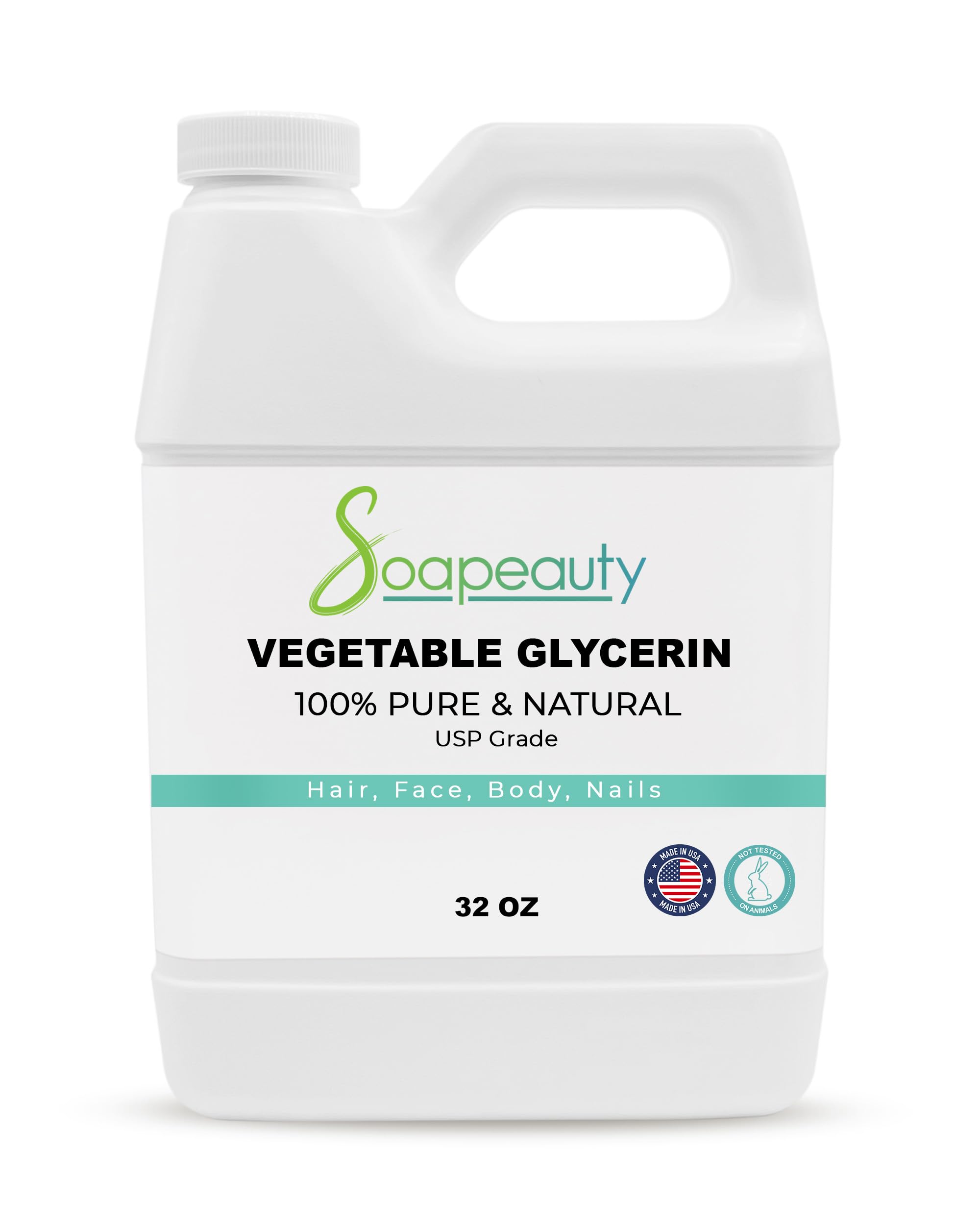 Vegetable Glycerin USP Grade Non-GMO Natural | Cosmetic Products, Skin, Hair Care, Soap Making, Household Uses | Soapeauty | 32 oz