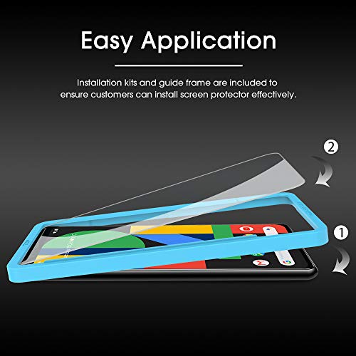 OMOTON [4 Pack Screen Protector for Google Pixel 4 (5.7 Inch), Tempered Glass/Alignment Frame/Scratch Resistant/Only Cover Display Area