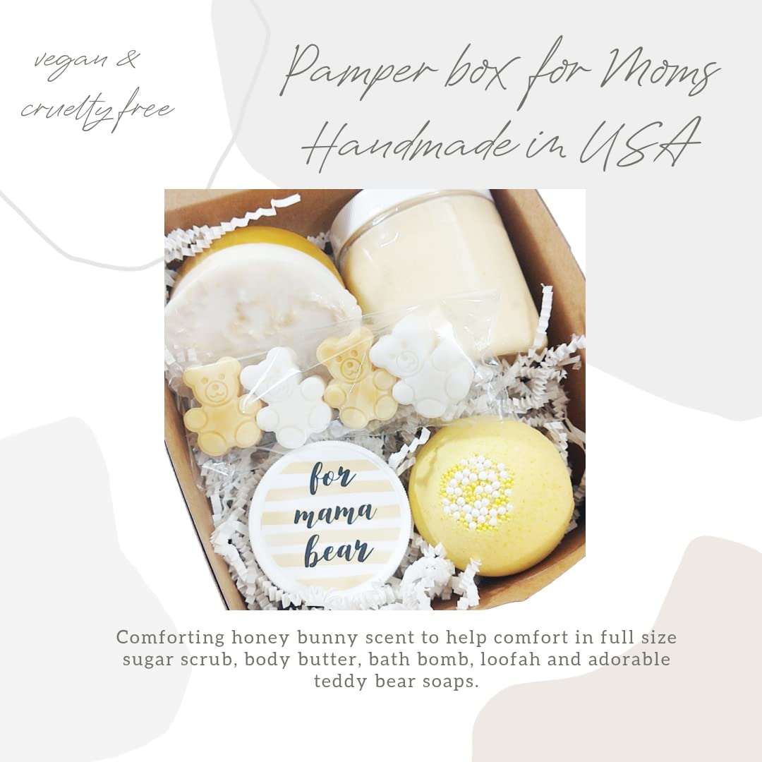 Mama Bear Spa Gift Set. Baby Shower Gifts for New Moms. Pampering Boxed Set for Mothers to Be