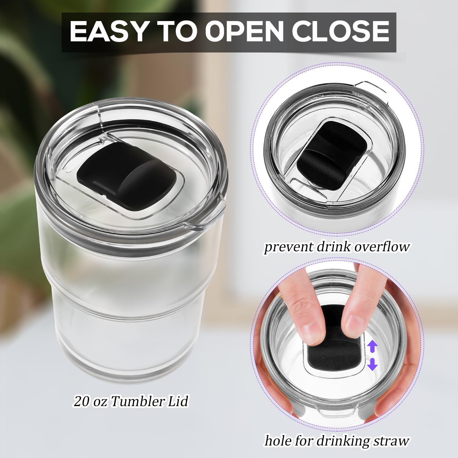 20oz Magnetic Tumbler Lid with 2pcs Magnetic Slider Replacement, Magnetic Tumbler Replacement Lid Compatible with Yeti Rambler Old Style Rtic Ozark Trail