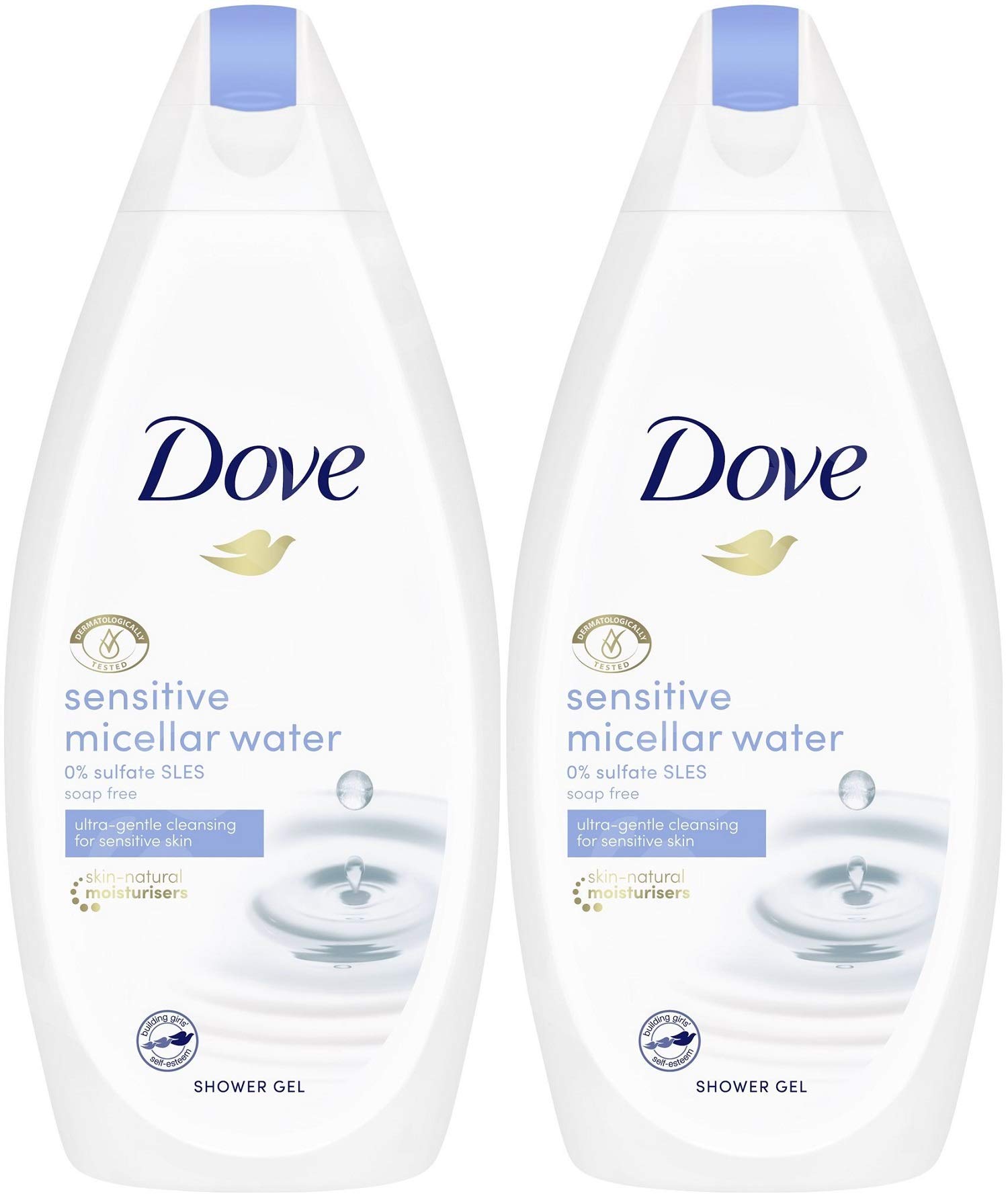 Dove Sensitive Skin Micellar Water Body Wash, 16.9 Ounce / 500 Ml (Pack of 2) International Version