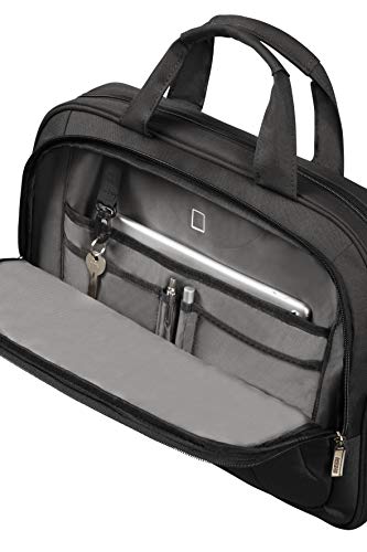 AMERICAN TOURISTER Unisex Adult Briefcase, Black (Black/Orange), M (15.6 Inch)