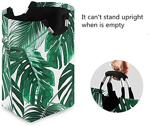 Tropical Palm Leaves Laundry Hamper Basket Bucket Foldable Dirty Clothes Bag Washing Bin Toy Storage Organizer for College Dorms, Kids Bedroom,Bathroom