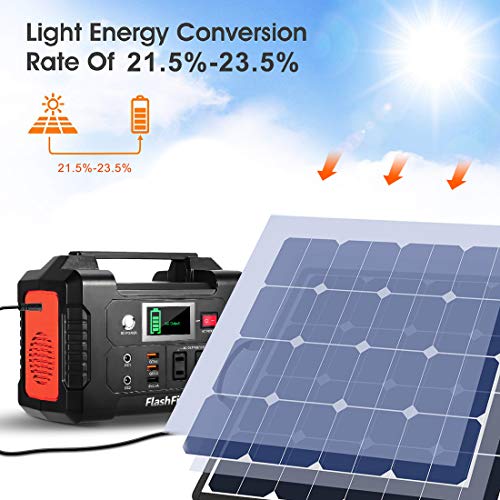 50W 18V Portable Solar Panel, FF FLASHFISH Foldable Solar Charger with 5V USB 18V DC Output Compatible with Portable Generator, Smartphones, Tablets and More