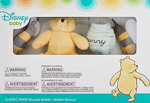 Disney Winnie The Pooh Classic Pooh Ivory, Sage, Butter Musical Mobile with Hunny Pot and Bees, Ivory, Sage, Butter, Brown
